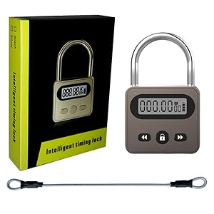 999 Hour Metal Timer Lock, LCD Display Multi-Function Electronic Time, 999 Hours Max Timing, USB ...