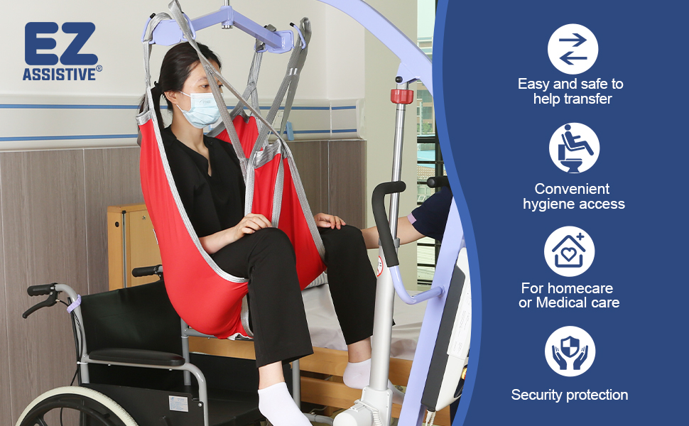 EZ Assistive Patient Lift Divided Leg Sling with Lower Back, Lift Sling for Transfer and ...