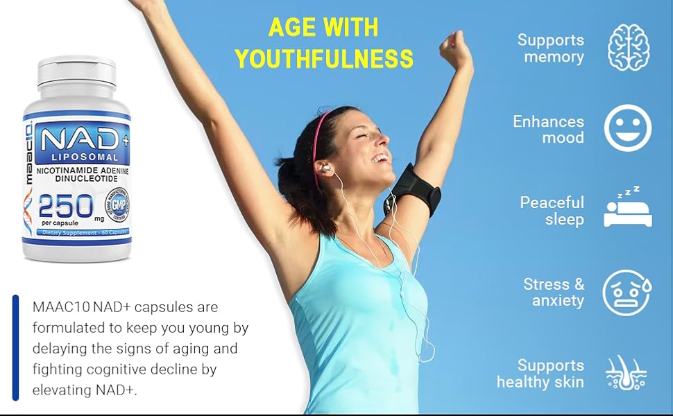 Amazon.com: MAAC10 Actual NAD+ 500mg Supplement – Experience Real Liposomal NAD+ (Nicotinamide ...