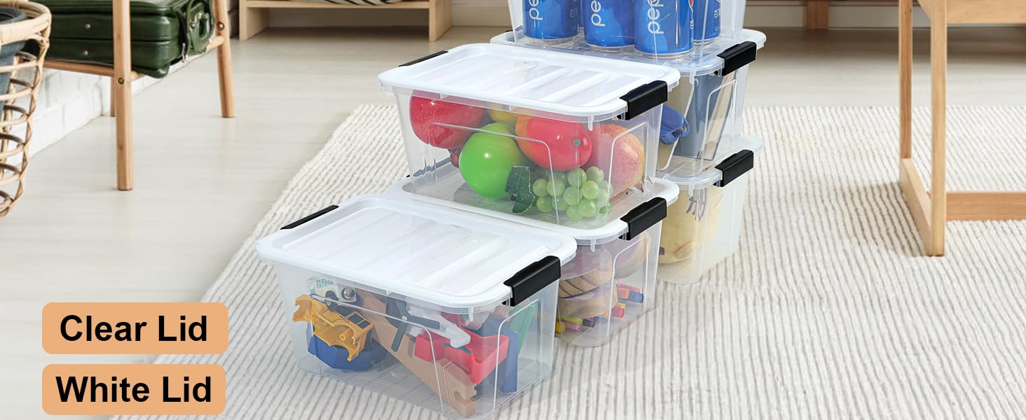 Amazon.com - EOENVIVS 6 Pack Plastic Storage Bins with Lids, 7 Quart ...