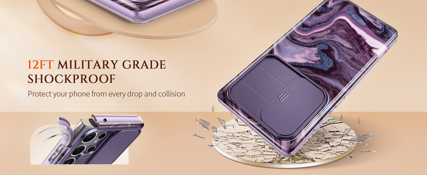 Amazon.com: GVIEWIN for Samsung Galaxy S24 Ultra Case, [Slide Camera Cover & Built-in Screen ...