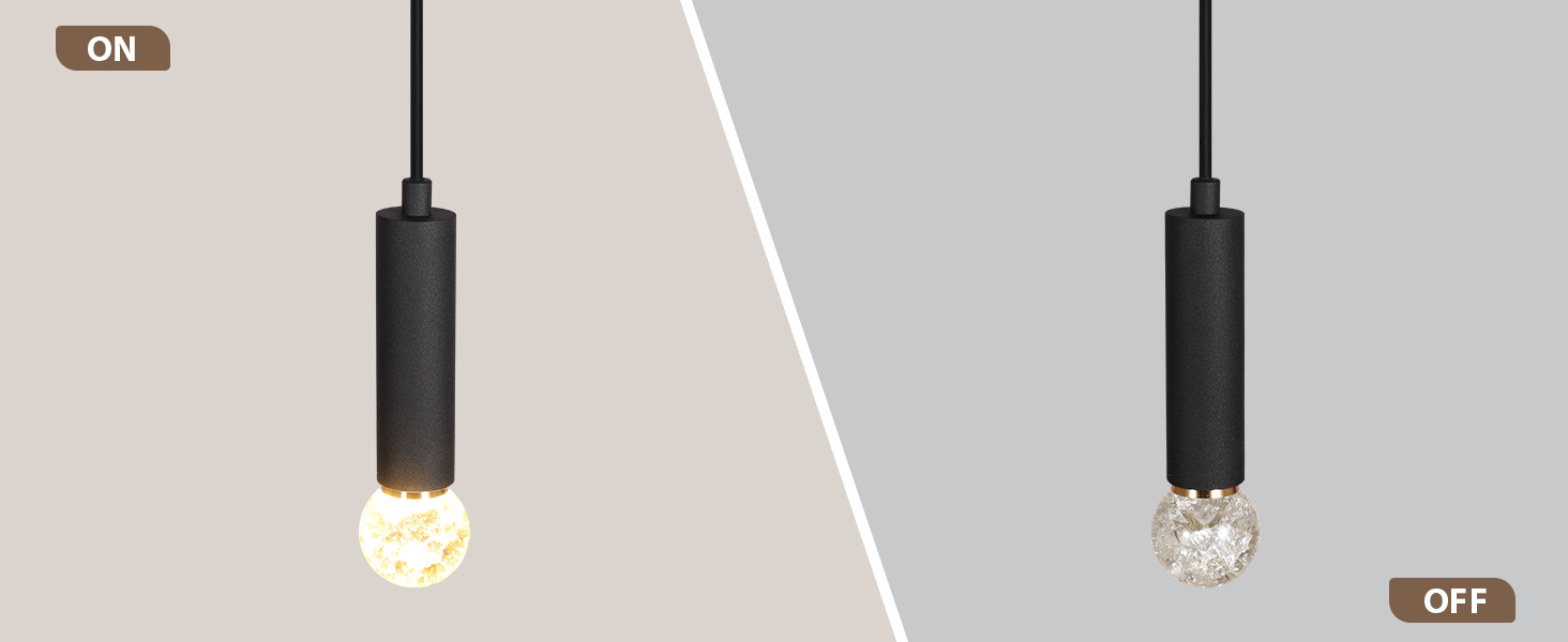 pasentel Modern Matte Black Pendant Light, Crystal Glass Globe Adjustable Hanging Lights ...