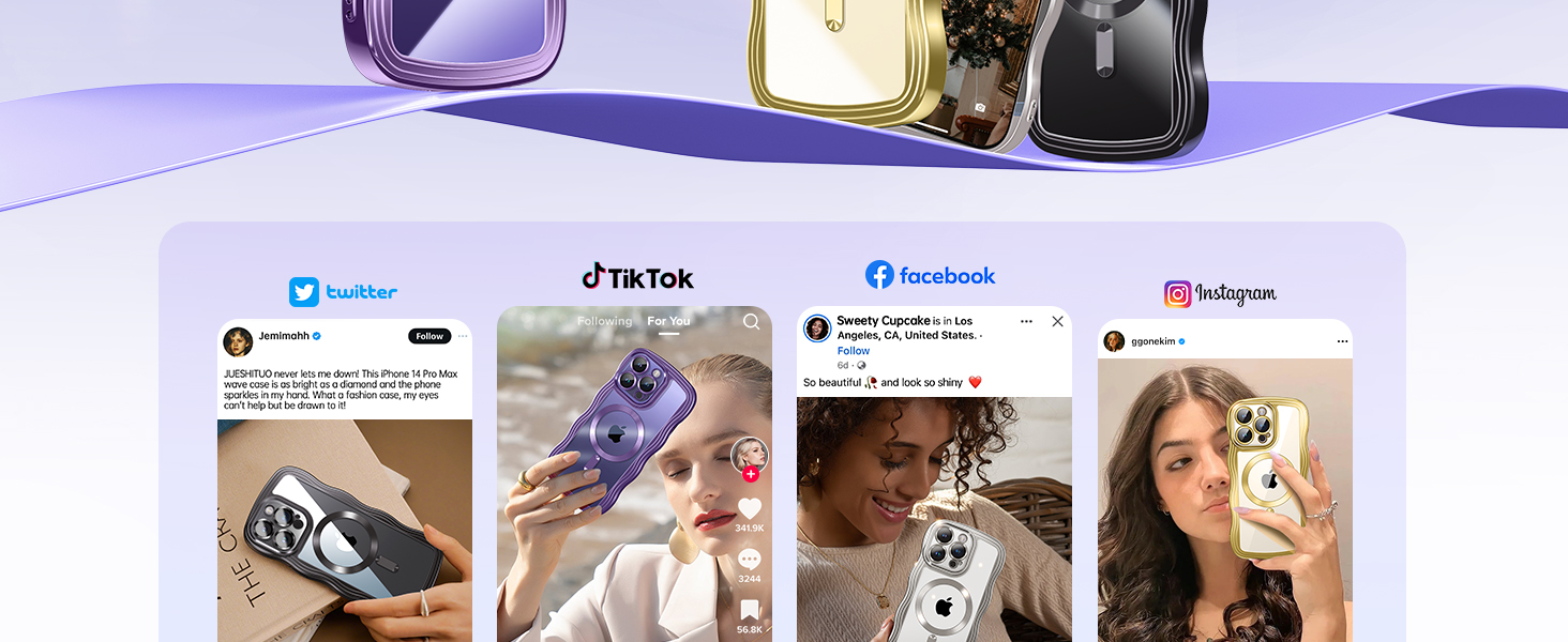 Amazon.com: JUESHITUO for iPhone 14 Pro Max Case with Stylish Wave Frame Shape Design ...