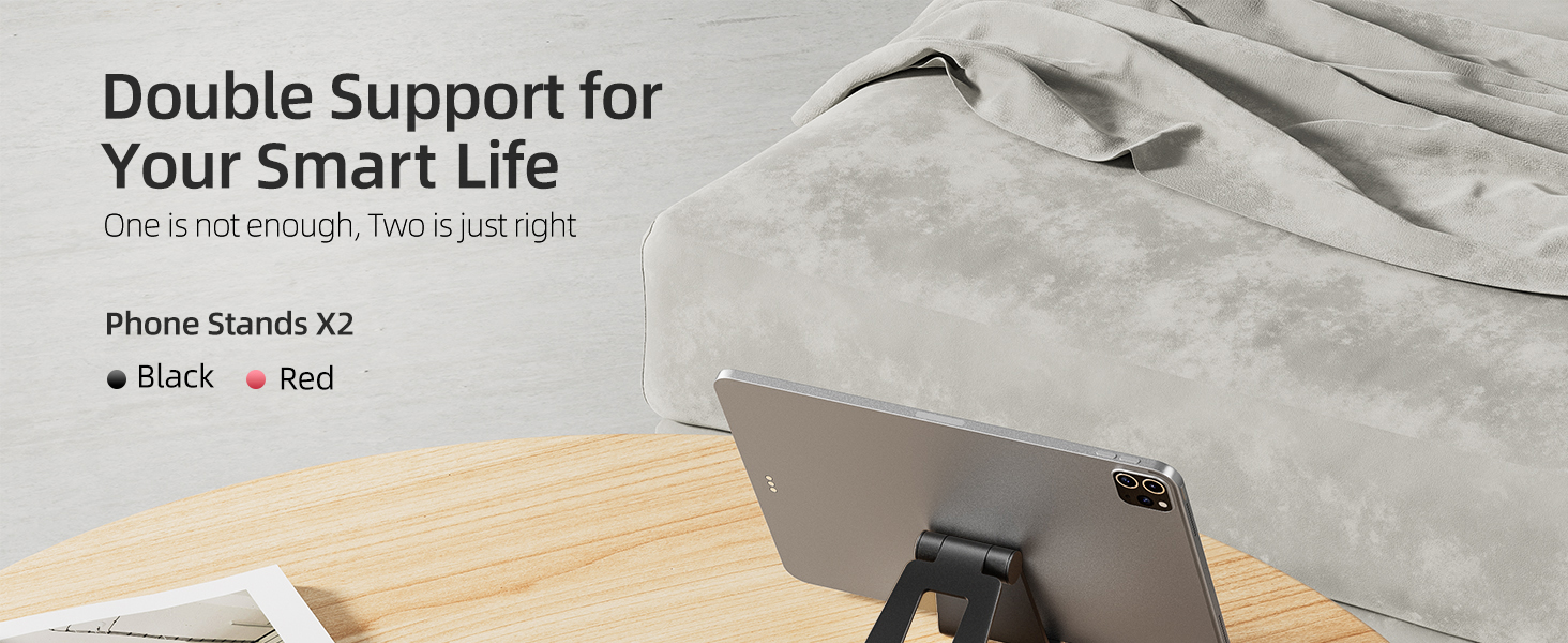 Amazon.com: Nulaxy 2 Pack Dual Folding Cell Phone Stand, Fully Adjustable Foldable Desktop Phone ...