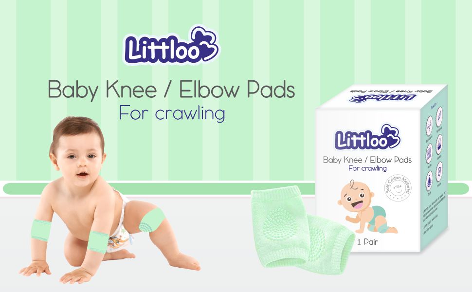 LITTLOO Baby Safety Protector Knee & Elbow Pads for Anti-Slip Crawling Experience Made with Soft ...