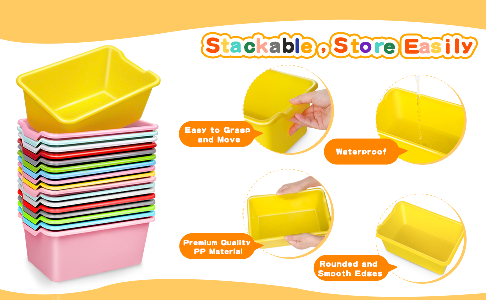 Amazon.com: DI QIU REN 18PCS Cubby Storage Bins, 9 Colors Plastic Book ...