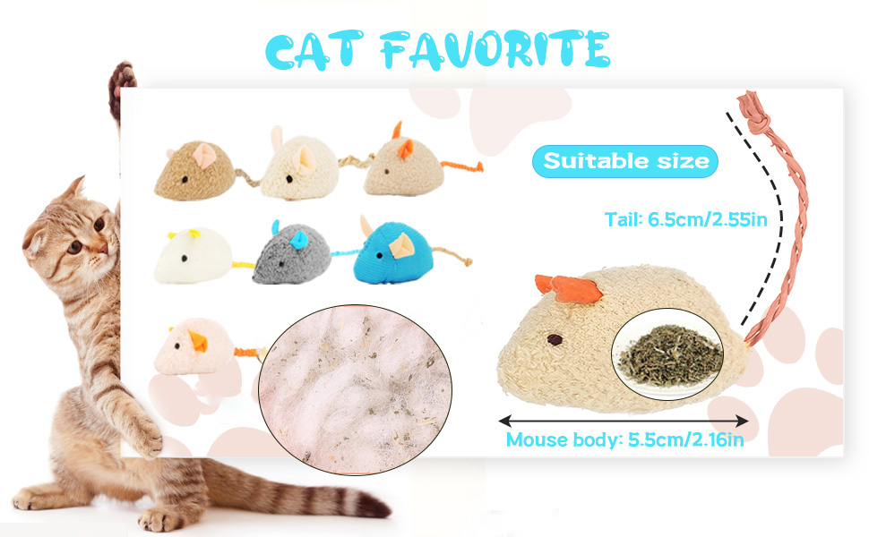 6 Pcs Cat Mouse Toy, Catnip Mouse Toys for Indoor Cats, Soft Cute ...