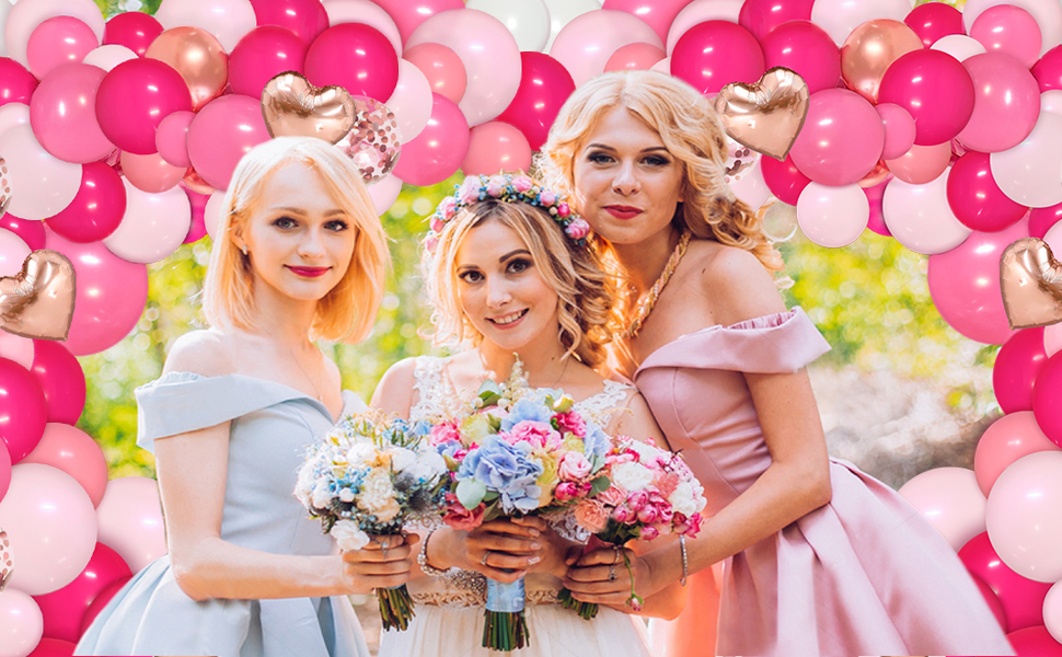 Amazon.com: iLaFm 147PCS Pink Balloon Garland Kit Hot Pink Rose Gold Balloons Arch and iLaFm ...