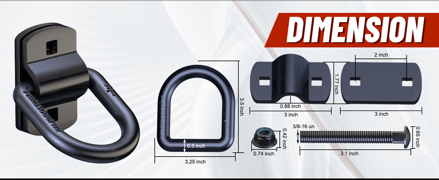 Amazon.com: EilxMag 1/2" D Rings Tie Down Anchors, 12000LBS Heavy Duty Bolt-On Forged D Rings ...