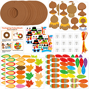 Amazon.com: ceiba tree Turkey Craft Kits for Kids Thanksgiving Wreath ...