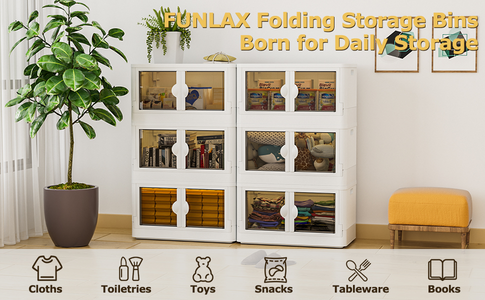 Amazon.com - FUNLAX Collapsible Storage Bins with Lids, 8.2 Gal ...