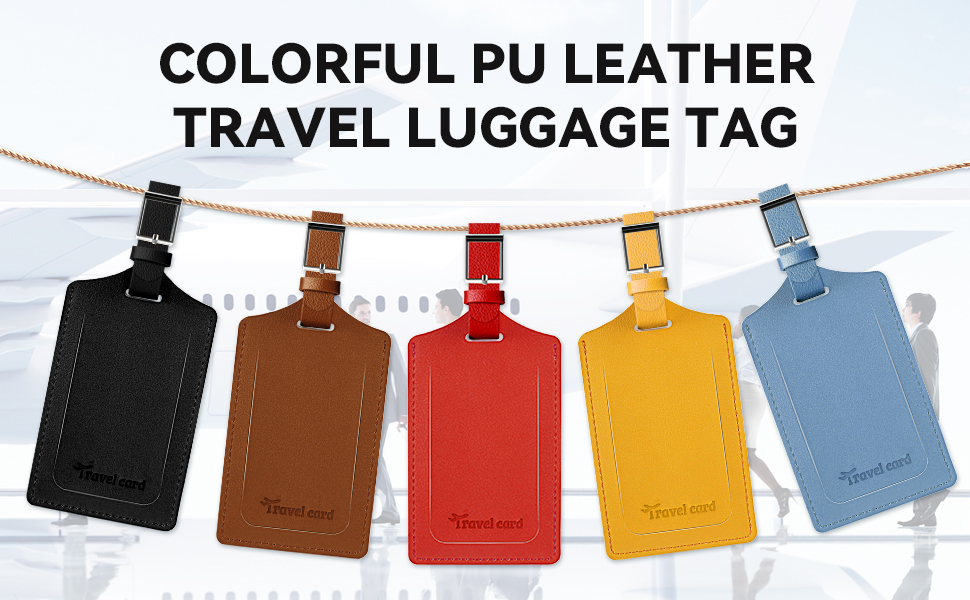 Amazon.com | CPCOIN Luggage Tag 2 Pack Premium PU Leather Bag Tags Privacy Protection Suitcase ...