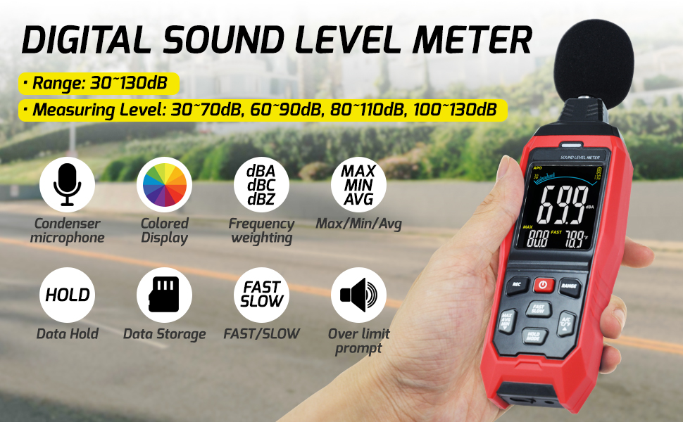 Sound Level Meter Data Logger Decibel Meter with Record Function ...