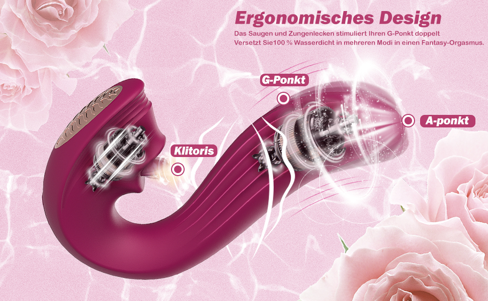 Vibratoren für Sie Klitoris und G-punkt, Silikon Zungenlecken und Leckenmodi Vibrator mit ...