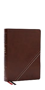 NKJV, Word Study Reference Bible, Leathersoft, Brown, Red Letter, Thumb Indexed, Comfort Print ...