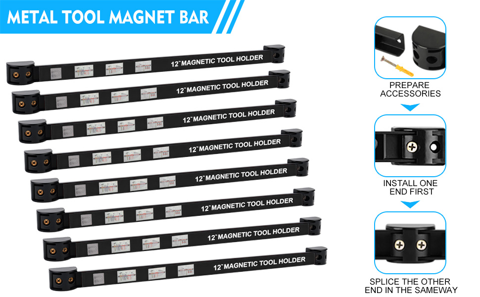 Amazon.com: Phamzele 12" Magnetic Tool Holder Set, 8PCS Heavy Duty Magnetic Tool Holder Strip ...