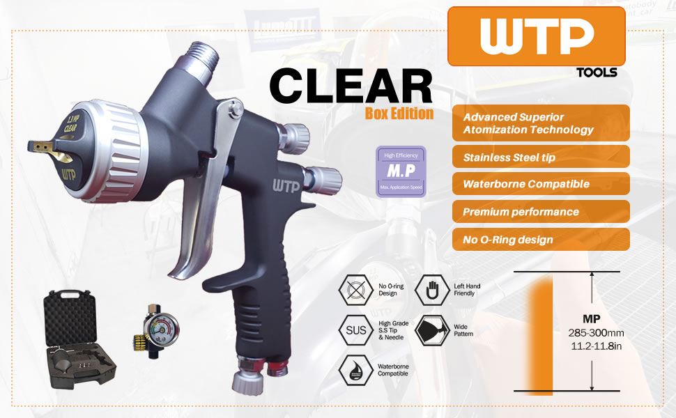 Pistola de pulverización profesional transparente de 1,3 MP Box WTP Tools - Ideal para capas ...
