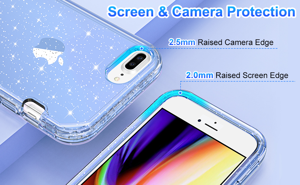 Amazon.com: Hython Case for iPhone 8 Plus, iPhone 7 Plus Case, Crystal Clear Glitter Transparent ...