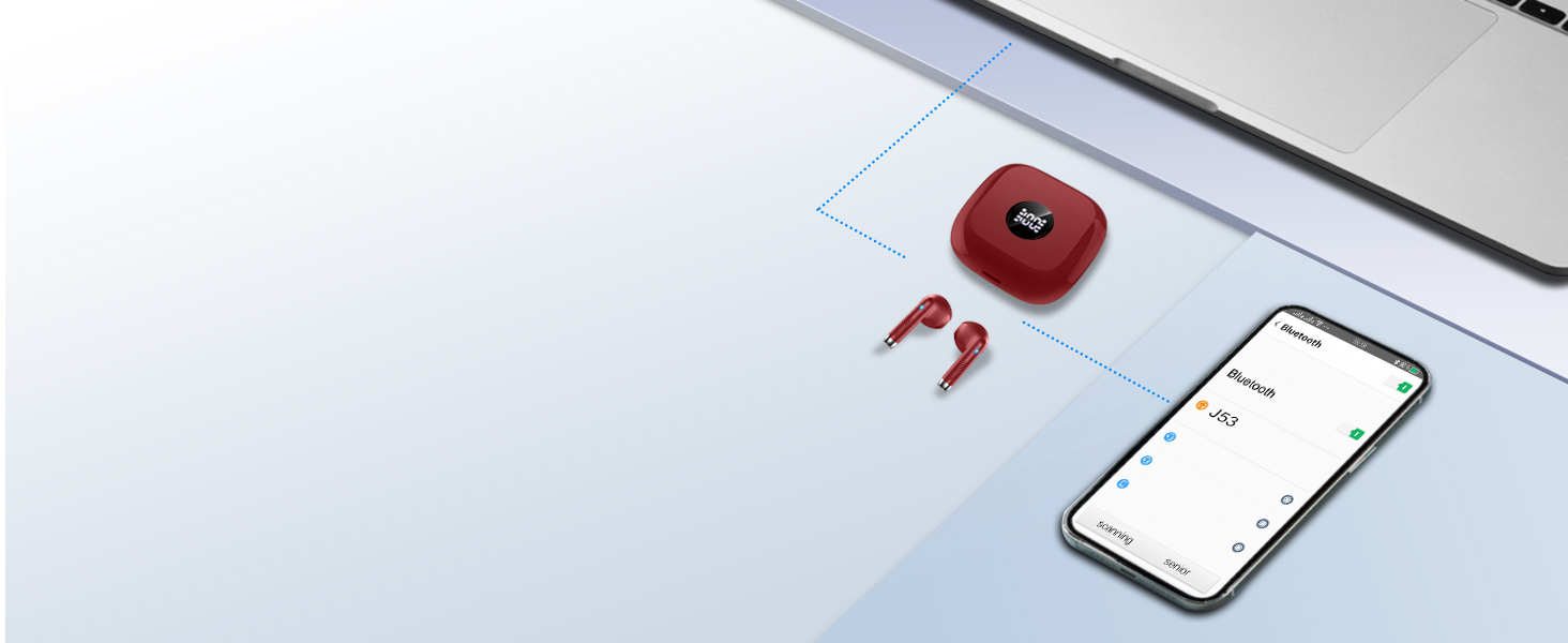 Amazon.com: Jxrev Wireless Earbuds, Bluetooth Headphones LED Power ...