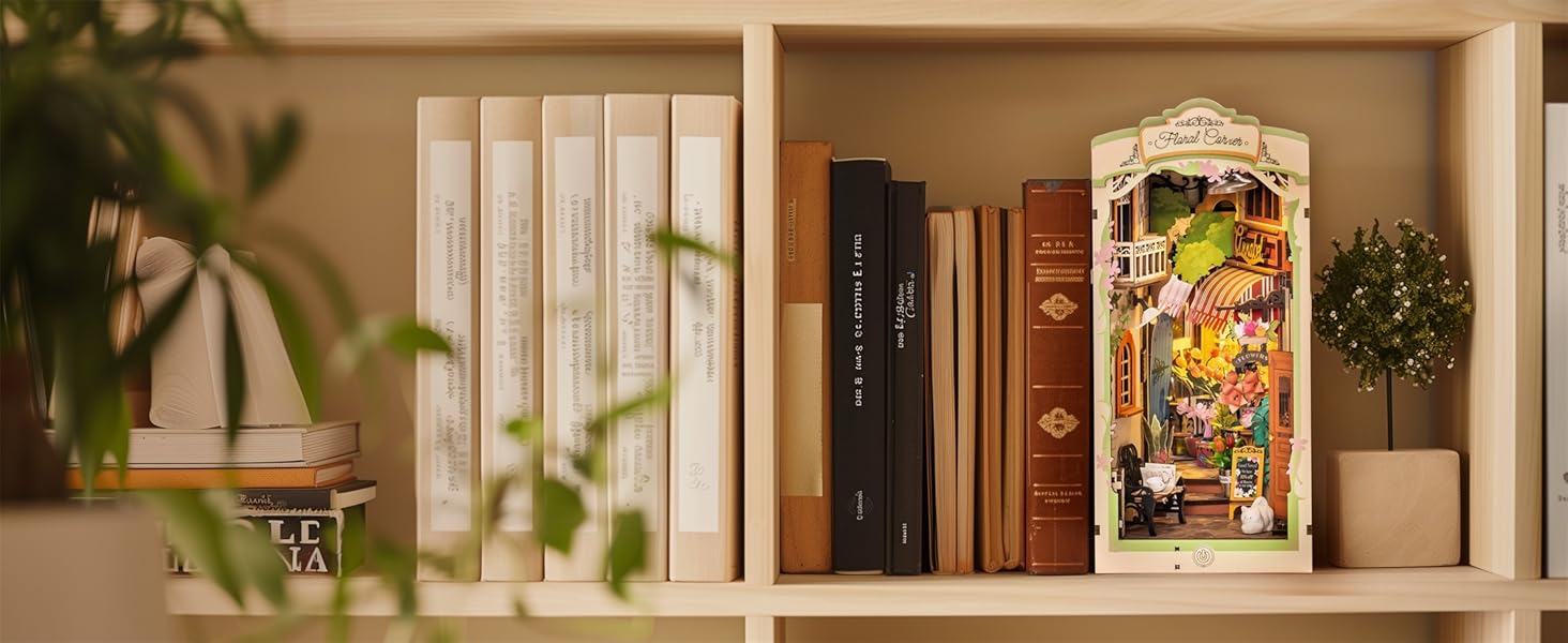 Amazon.com: rowood Book Nook,Booknook DIY Kit with Dust Cover,3D Wooden Puzzle Decorative ...