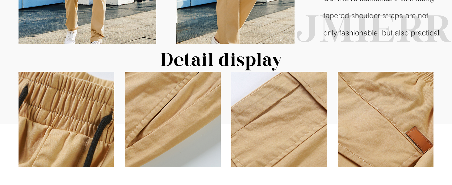 JMIERR Mens Casual Twill Cargo Pants Cotton Drawstring Classic Chino Sweatpants Stretch Joggers ...