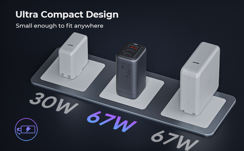 Amazon.com: AMEGAT 67W USB C Charger, Omnia II 3-Port GaN Fast USB C Charger Block, PD3.0 PPS ...