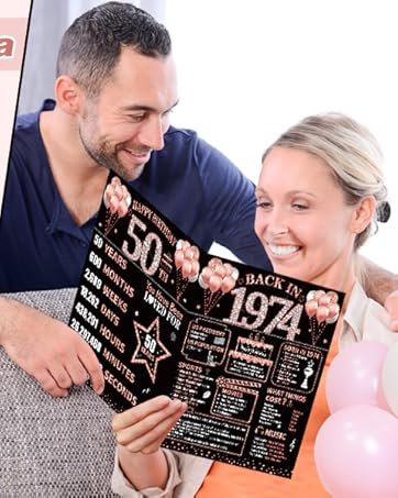 Amazon.com : Yatufom Large 50th Birthday Card with Envelope, Happy 50th Birthday Decorations for ...