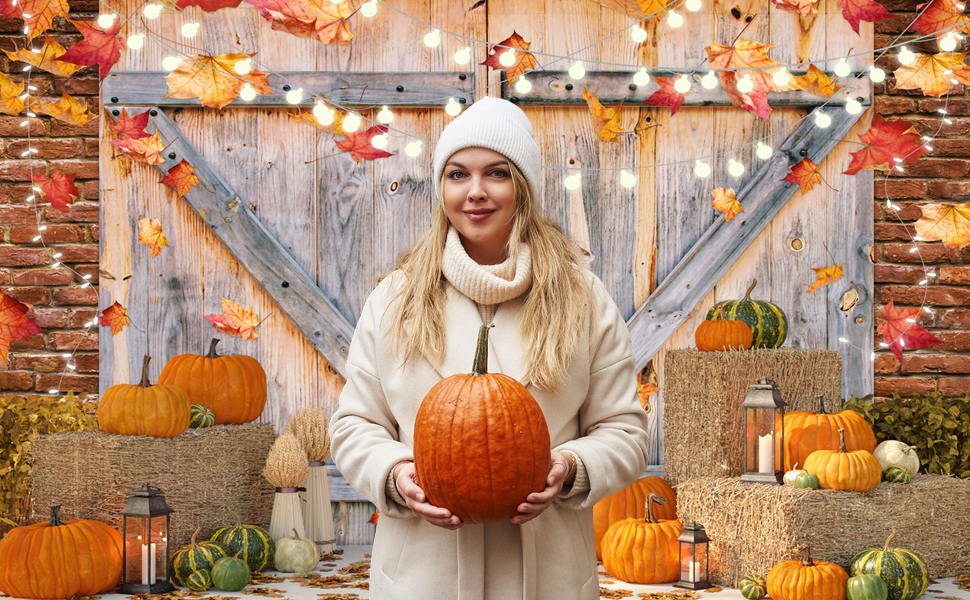 Amazon.com : AIIKES 10X8FT Fall Thanksgiving Backdrop Autumn Pumpkin ...