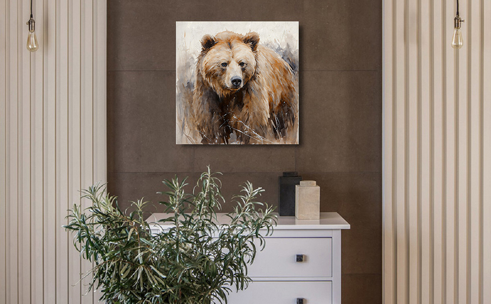Amazon.com: ForJoy Bear Art Wall Decor Rustic Woodland Bears Paintings ...
