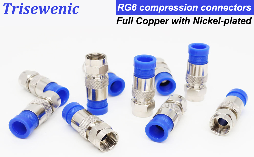 Amazon.com: Trisewenic F Type RG6 Compression Connectors Adapter ...