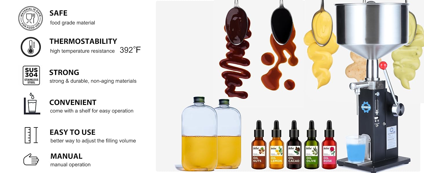 Amazon.com: Sumeve Manual Filling Machine Filling 5-55ml Bottler Filler For Liquid and Paste A03 ...