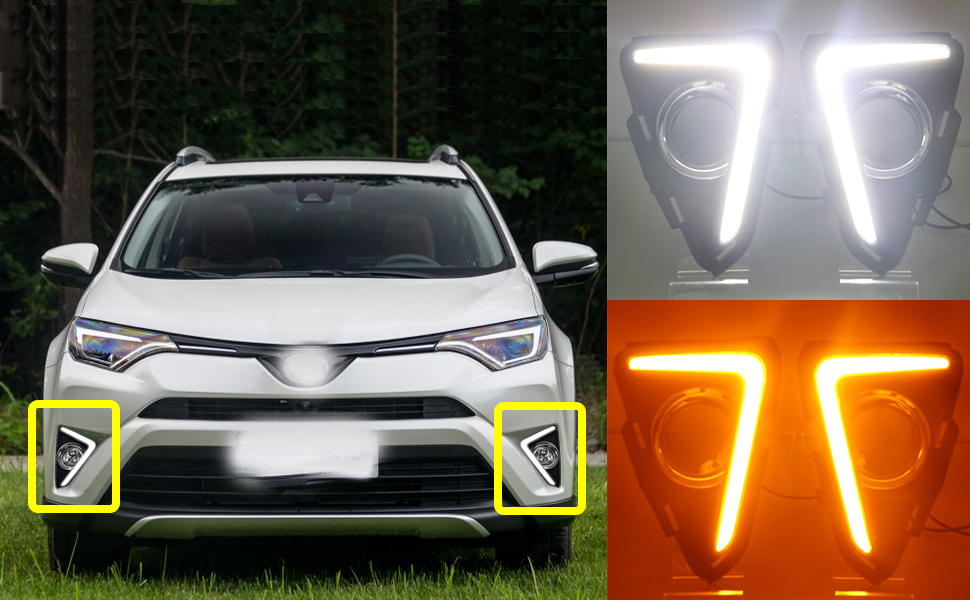 Amazon.com: KITOCARTOP LED DRL with Amber Turn Signal Light Fit for 2016-2018 Toyota RAV4 Front ...