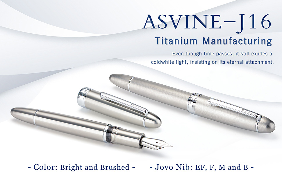 Amazon.com : Asvine J16 Solid Titanium Fountain Pen Broad Jowo Nib Piston Filling, Ink Window ...