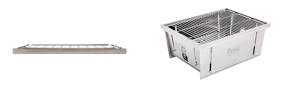 ProQ Flatdog Portable Charcoal BBQ for Camping, Re-usable Barbecue Grill, BBQ Gifts for Men ...