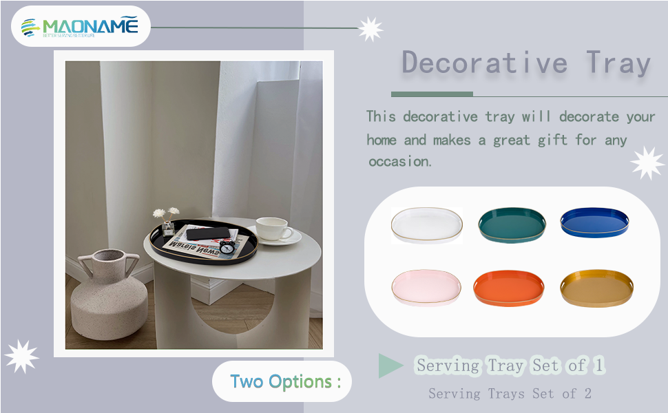 Amazon.com: MAONAME Black Decorative Tray, Oval Serving Tray with ...