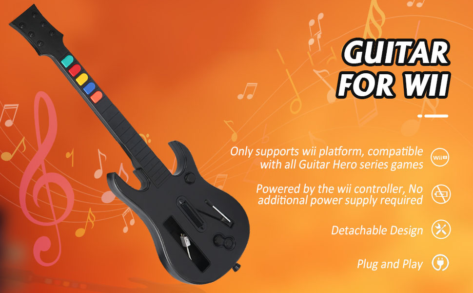 Amazon.com: KYAYUGM Wii Guitar Compatible for Nintendo Wii, Supports for Guitar Hero and Rock ...