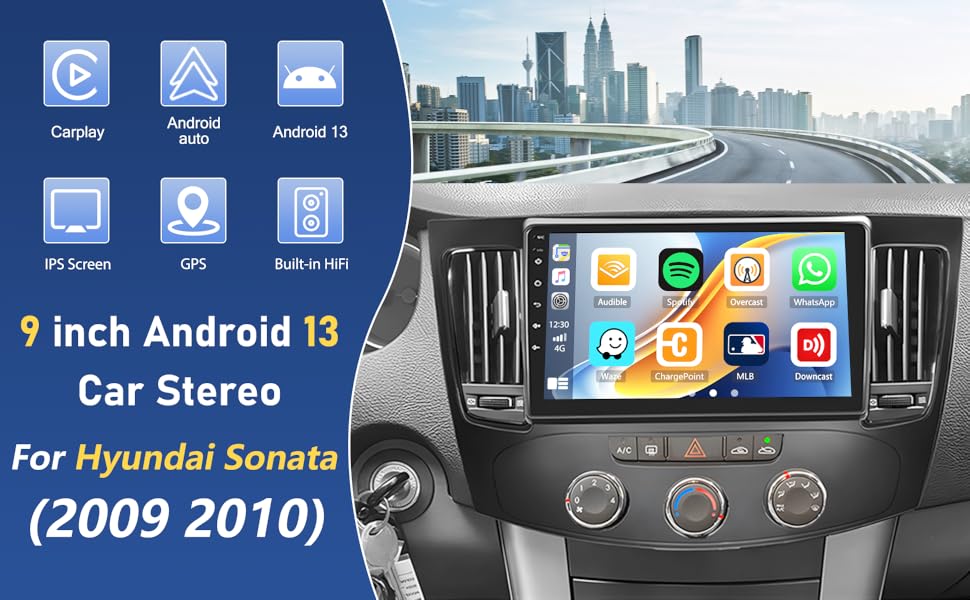 Amazon.com: [2+32G] Android 13 Car Stereo for Hyundai Sonata NF 2009 2010 with Wireless Carplay ...