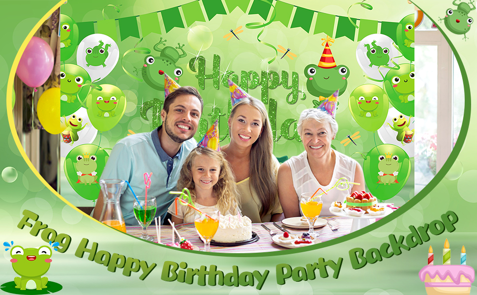 Amazon.com: Frog Birthday Party Decorations Banner, Frog Happy Birthday ...