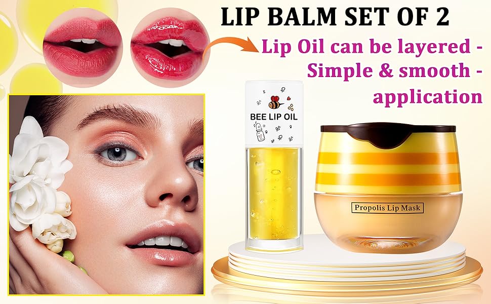 Amazon.com: Honey Pot Lip Mask & Honey Lip Oil,Hydrating Lip Sleeping Mask Set for Lip Care ...