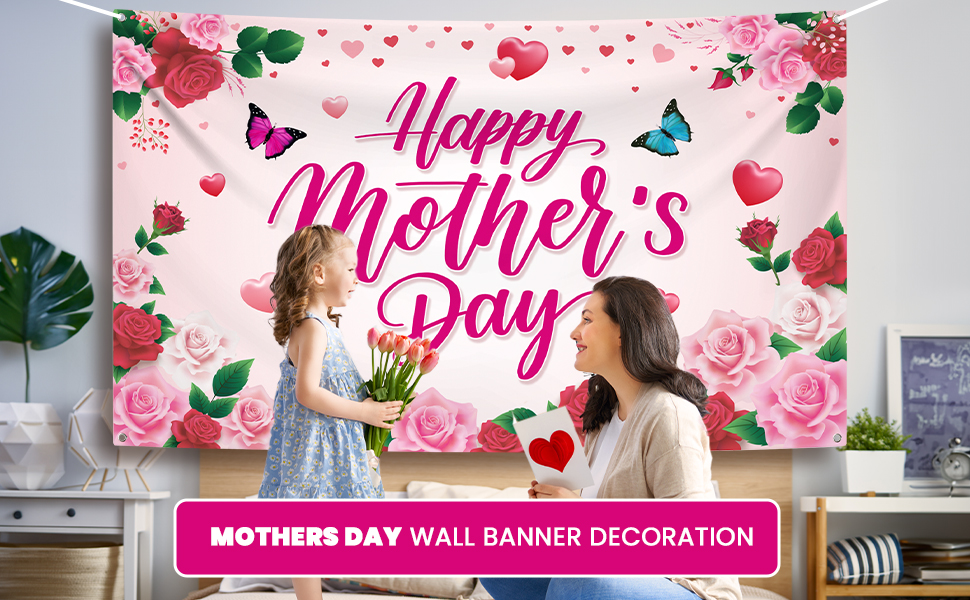 Amazon.com: KatchOn, XtraLarge, Happy Mothers Day Banner - 72x44 Inch | Mothers Day Decorations ...