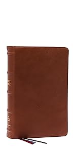 NKJV, End-of-Verse Reference Bible, Personal Size Large Print, Premium Goatskin Leather, Brown ...