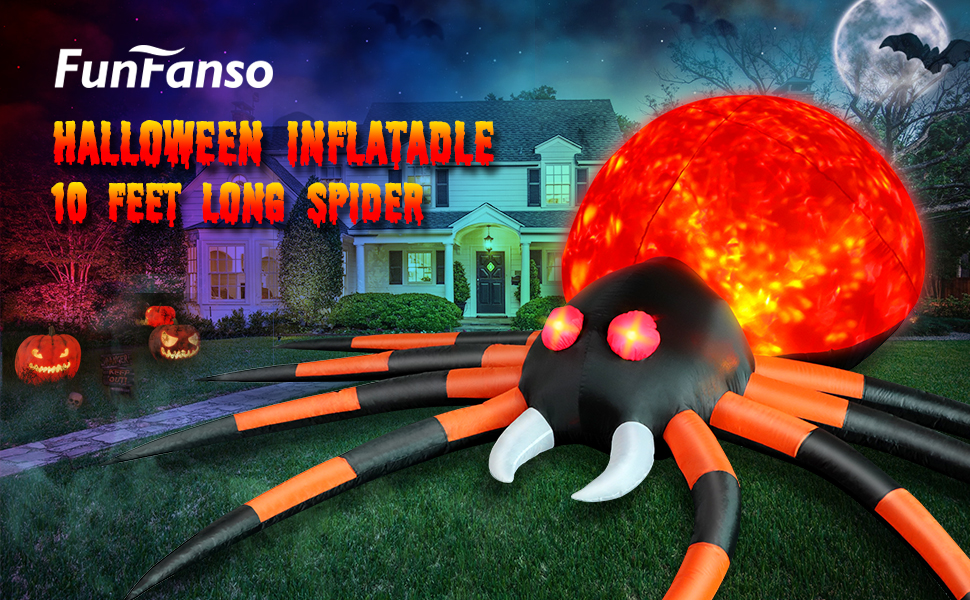 Amazon.com: 10 FT Halloween Spider Inflatables Outdoor Decorations for Yard, Giant Blow Up ...