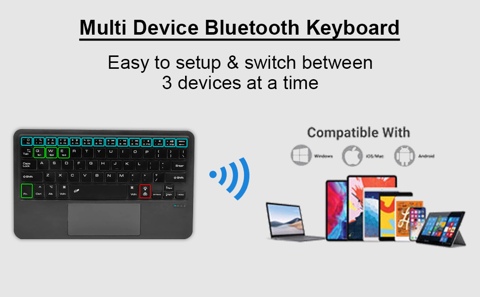 Amazon.in: Buy TECPHILE B102D Wireless Keyboard with Touchpad & 7 ...