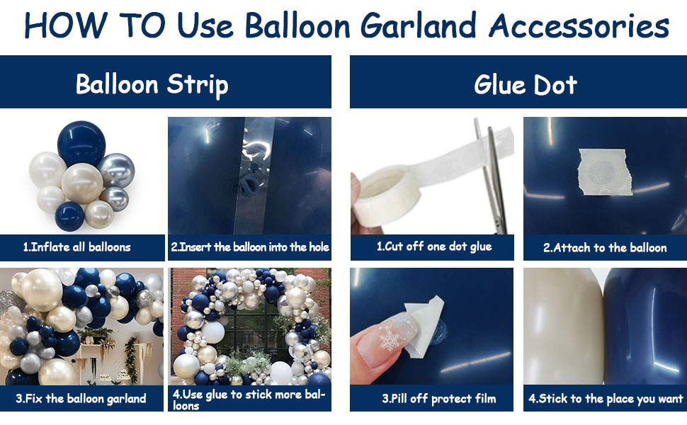 Amazon.com: Navy Blue White Balloon Garland Double Stuffed Dark Blue White Sand Pearl Balloon ...
