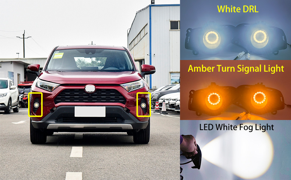 Amazon.com: ECAHAYAKU LED Fog Light Fit For 2019-2023 Toyota RAV4 Fog Lamp Cover Replacement DRL ...