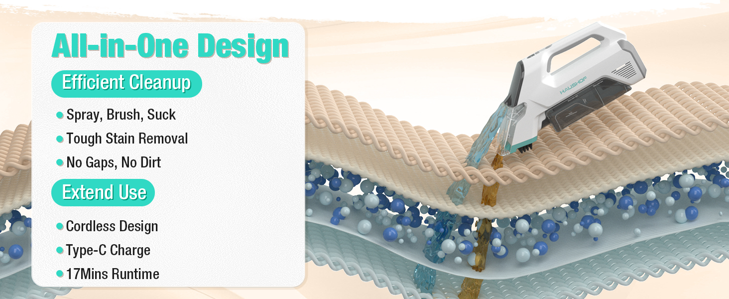 Amazon.com - HAUSHOF Handheld Carpet Cleaner, 12V Cordless Portable ...