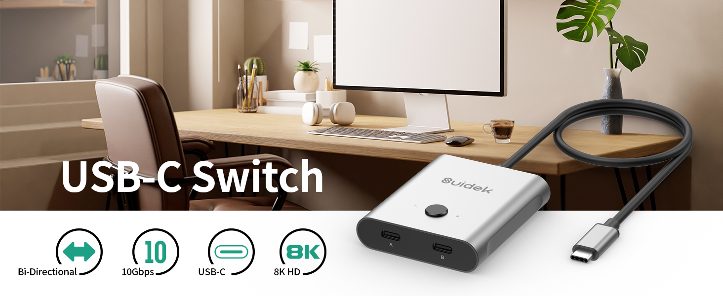 Amazon.com: SUIDEK USB C Switch, Bi-Directional USB-C Switcher 8K@60Hz ...