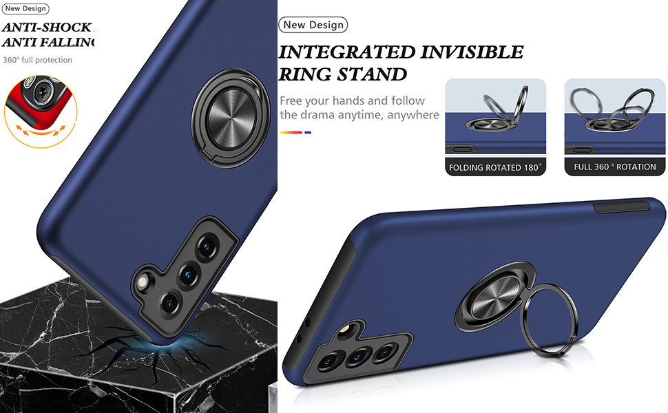 Amazon.com: Dionsibei for Samsung Galaxy S21 Plus Case Military Grade Shockproof Built-in Ring ...