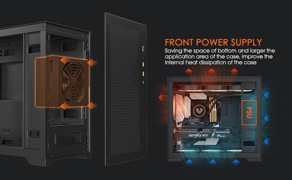 Amazon.com: Vetroo AL-MESH-7C Compact ATX PC Case, Front Power Supply ...