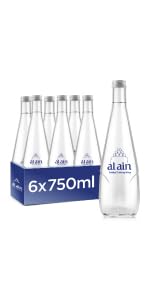 Al Ain Still Water 330ml, Pack of 6, Low Sodium Glass Bottled Water, Contemporary and Elegant Al ...